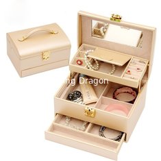 China protable elegant PU leather cosmetic gift box with handle supplier