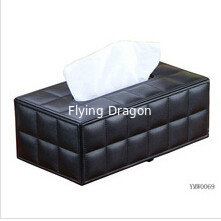 China Black Leather Tissue Paper Box for Home &amp; Hotel Supplies supplier