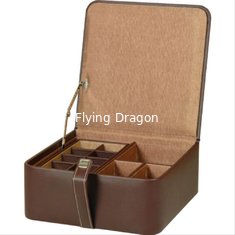 China Luxury tight wholesale leather wooden gift box with button supplier
