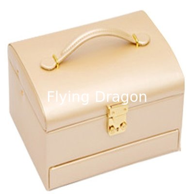 protable elegant PU leather cosmetic gift box with handle supplier