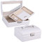 leather covering fashion multiple layer wooden cosmetic lock box with glass supplier
