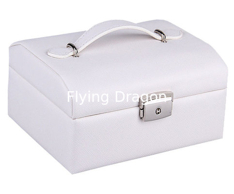 leather covering fashion multiple layer wooden cosmetic lock box with glass supplier